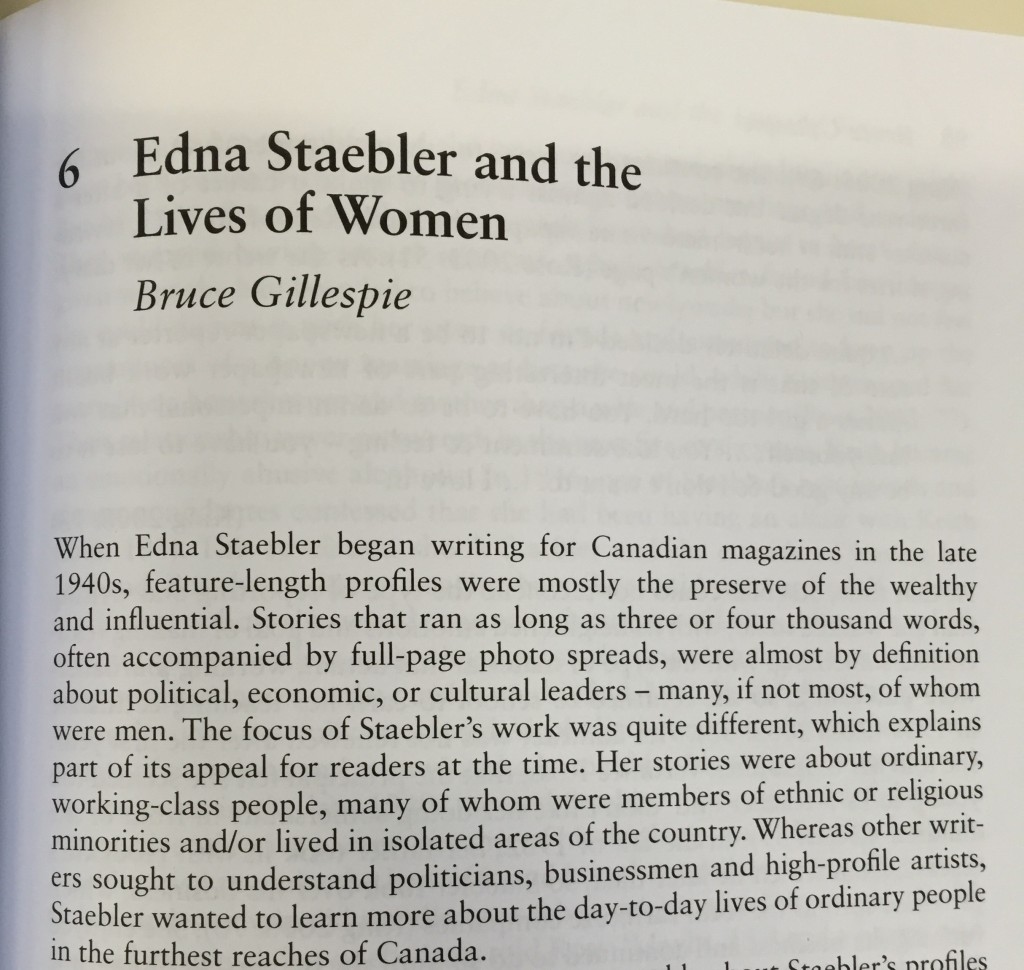 Edna Staebler and the Lives of Women – Bruce Gillespie